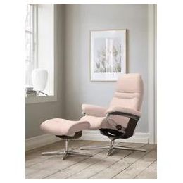 Relaxsessel stressless "Sunrise" Sessel Gr. ROHLEDER Stoff Q2 FARON, Cross Base Braun, Relaxfunktion-Drehfunktion-PlusTMSystem-Gleitsystem-BalanceAdaptTM, B/H/T: 79cm x 103cm x 73cm, pink (light q2 faron) mit Cross Base, Größe S, M & L, Holzakzent Braun