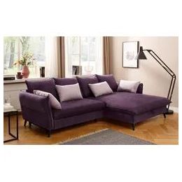 Ecksofa Home Affaire "Tirano, L-Form" Sofas Gr. B/H/T: 274cm x 88cm x 170cm, Luxus-Microfaser, Recamiere rechts, ohne Bettfunktion, lila wahlweise mit Bettfunktion und Bettkasten