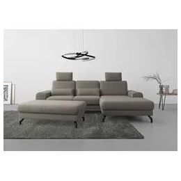 Sit & More Ecksofa SIT & MORE "Cinturo L-Form" Sofas Gr. B/H/T: 283 cm x 88 cm x 175 cm, Luxus-Microfaser Euphoria, mega-Recamiere rechts, inklusive Sitztiefenverstellung-inklusive Federkern, braun (schlamm) inklusive Sitztiefenverstellung und Federkern, Sitzhöhe 45 cm