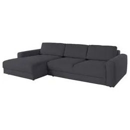 Ecksofa Places of Style "Bloomfield, L-Form" Sofas Gr. B/H/T: 303cm x 84cm x 176cm, Struktur, mega-Recamiere links, XXL ohne Sitztiefenverstellung, grau (graphite) extra tiefe Sitzfläche, wahlweise mit Sitztiefenverstellung