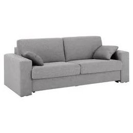 Schlafsofa Home Affaire "Roma Matratzenhöhe 14 cm", grau (hellgrau), B:220cm H:85cm T:100cm, Struktur/Luxus-Microfaser (100% Polyester), Struktur fein ( 100% Polyester), Sofas, Dauerschlaffunktion, mit Unterfederung, Lattenrost, Matratze