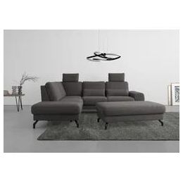 Sit & More Ecksofa SIT & MORE "Cinturo L-Form" Sofas Gr. B/H/T: 260cm x 88cm x 226cm, Luxus-Microfaser Euphoria, Ottomane links, inklusive Sitztiefenverstellung-inklusive Federkern, grau (fango) inklusive Sitztiefenverstellung und Federkern, Sitzhöhe 45 cm