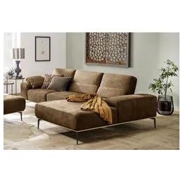 Ecksofa W.Schillig "run, Designsofa mit tollem Sitzkomfort, bequem, L-Form", braun (chocolate s37), B:319cm H:88cm T:178cm, Longlife Xtra-Leder Z73: Naturwalkleder der Luxusklasse aus den erlesensten Rohhäuten. Hautstärke 1, 1 u2013 1, 3 mm, ROHLEDER Jacquard-Flachgewebe Q2 W60 (63% Polyester, 37% Polyacryl), ROHLEDER Chenille-Flachgewebe Q2 W77 (68% Polyacryl, 32% Polyester), Stoff S37 (100% Poly