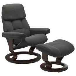 Relaxsessel stressless "Ruby" Sessel Gr. Leder PALOMA, Fuß Braun, B/H/T: 74cm x 97cm x 74cm, grau (rock paloma) mit Classic Base, Größe S, Gestell Eiche, Wenge, Braun & Schwarz