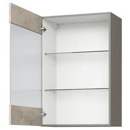 Glashängeschrank KOCHSTATION "KS-Trea OG60-90", grau (betonfarben hell, anthrazit), B:60cm H:90cm T:35cm, Schränke, inklusive zwei Glaseinlegeböden, Breite 60 cm, Höhe 90 cm