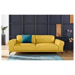 2,5-Sitzer W.Schillig "montanaa" Sofas Gr. B/H/T: 232cm x 78cm x 94cm, Longlife Xtra-Leder Z69, gelb (lemon z69) mit Metallfüßen in Schwarz pulverbeschichtet, Breite 232 cm