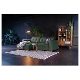 Ecksofa Tom Tailor HOME "HEAVEN CHIC S" Sofas Gr. B/H/T: 242cm x 85cm x 162cm, Struktur grob TCU, Recamiere links, mit Bettfunktion-mit Bettkasten, grün (green forest tcu 33) aus der COLORS COLLECTION, wahlweise mit Bettfunktion & Bettkasten