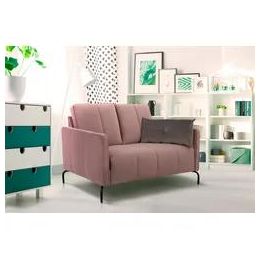 2-Sitzer Inosign "Xeen" Sofas Gr. B/H/T: 145cm x 85cm x 85cm, Samtoptik, rosa mit feiner Steppung und Keder