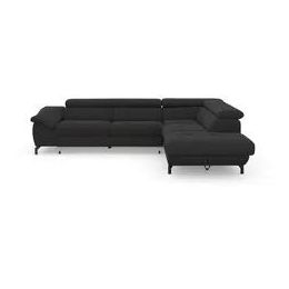 Ecksofa COTTA "Famous L-Form" Sofas Gr. B/T: 279cm x 228cm, Microfaser, Armlehne links-Ottomane rechts, mit Bettfunktion-mit Bettkasten, schwarz in modernem Design