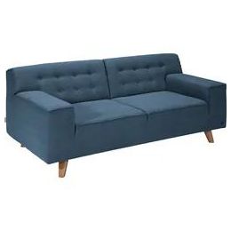 2-Sitzer Tom Tailor HOME "NORDIC CHIC" Sofas Gr. B/H/T: 186cm x 77cm x 91cm, Samtstoff STC, blau (ink stc 6) im Retrolook, Füße Buche natur