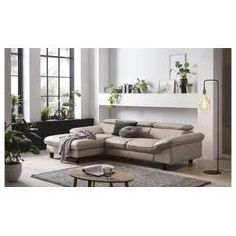 Ecksofa Home Affaire "Pilot L-Form" Sofas Gr. B/H/T: 268cm x 73cm x 108cm, Kunstleder SOFTLUX, Recamiere links, mit Kopfteilverstellung-ohne Bettfunktion-ohne Bettkasten, beige (sand) wahlweise mit Bettfunktion und Bettkasten