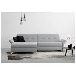 Ecksofa Inosign "Maredo L-Form", grau (hellgrau), B:284cm H:89cm T:179cm, 100% Polyester, Sofas, Federkern, wahlweise auch mit Kopfteil- und Armlehnverstellung