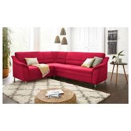 Sit & More Ecksofa SIT & MORE "Cardoso L-Form" Sofas Gr. B/H/T: 249cm x 90cm x 209cm, Flachgewebe, langer Schenkel rechts, mit Bettfunktion, rot mit Federkern, wahlweise Bettfunktion und Schubkasten