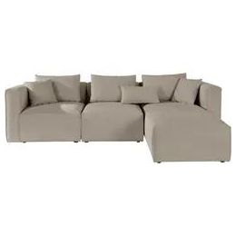 Guido Maria Kretschmer Home & Living Ecksofa GUIDO MARIA KRETSCHMER HOME & LIVING "Comfine L-Form" Sofas Gr. B/H/T: 280cm x 75cm x 182cm, Samtcord, Ottomane rechts, beige (dunkelbeige) zusammengesetzt aus Modulen, 3 Bezugsqualitäten und viele Farben