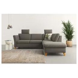 Ecksofa Home Affaire "Trelleborg L-Form" Sofas Gr. B/H/T: 252cm x 86cm x 213cm, Luxus-Microfaser Euphoria, Ottomane rechts, mit Bettfunktion-mit Stauraum, braun (schlamm) Federkern-Polsterung, wahlweise mit Bettfunktion und Stauraum