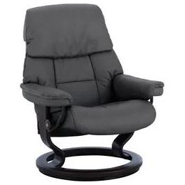 Relaxsessel stressless "Ruby", grau (rock paloma), B:88cm H:99cm T:77cm, Leder BATICK: BATICK ist ein leicht korrigiertes, durchgefärbtes und genarbtes Möbelleder, bei dem die meisten Unebenheiten und Spuren in der Regel entfernt wurden., Leder PALOMA: PALOMA ist ein durchgefärbtes Semianilin-Möbelleder mit natürlicher Narbung., Sessel, mit Classic Base, Größe L, Gestell Eiche, Wenge, Braun & Schw