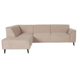 Ecksofa DOMO collection "Amora L-Form" Sofas Gr. B/H/T: 263cm x 81cm x 191cm, Chenille-Optik, Ottomane links, Mit Federkern, beige mit Federkern