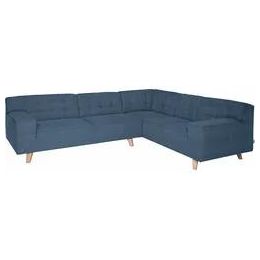 Ecksofa Tom Tailor HOME "NORDIC CHIC" Sofas Gr. B/H/T: 269cm x 77cm x 226cm, Vintage Webstoff TUS, langer Schenkel links, blau (sky blue tus 6) im Retrolook, Füße Buche natur