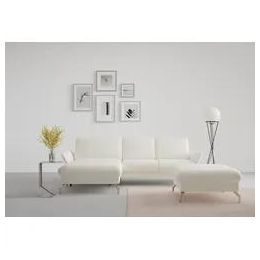 Sit & More Ecksofa SIT & MORE "Fashion L-Form" Sofas Gr. B/H/T: 253cm x 84cm x 165cm, Soft clean, Recamiere links, ohne Kopfteilverstellung-ohne Vorziehsitz-mit Metallfuesse Nickel satiniert, beige (creme) wahlweise mit Kopfteilverstellung, Vorziehsitz, motorisch, Nickelfüße