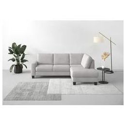 Ecksofa Home Affaire "Summer L-Form" Sofas Gr. B/H/T: 236 cm x 91 cm x 170 cm, Feincord, Ottomane rechts, ohne Bettfunktion-ohne Bettkasten-mit Federkern, silberfarben (silber) mit Ottomane, oder ohne Bettfunktion und Bettkasten, Cord-Bezug