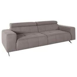 2-Sitzer DOMO collection "Trento" Sofas Gr. B/H/T: 238cm x 79cm x 104cm, Struktur fein, Mit Kopfteilverstellung, grau (stone)