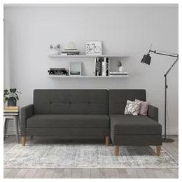 Ecksofa DOREL HOME "Lilly, L-Form" Sofas Gr. B/H/T: 212cm x 82cm x 153cm, Webstoff, Recamiere beidseitig montierbar, grau (anthrazit) mit Bett-Funktion, Recamiere beidseitig montierbar, Sitzhöhe 43 cm