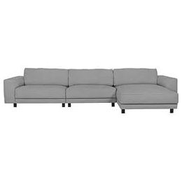 Ecksofa furninova "Samba schön bequem und hochwertig verarbeitet" Sofas Gr. B/H/T: 353 cm x 74 cm x 163 cm, Struktur, Recamiere rechts, ohne Bettfunktion, weiß (silver) mit toller Kedernaht, im skandinavischen Design, L-Form