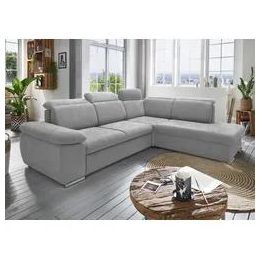 Ecksofa Inosign "Vasto L-Form" Sofas Gr. B/H/T: 283 cm x 102 cm x 228 cm, Struktur, Ottomane rechts, grau inkl. Bettfunktion und Bettkasten, Kopfteilfunktion