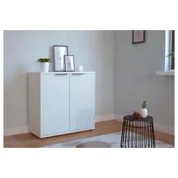 Hochkommode Wiemann "Monaco" Sideboards Gr. B/H/T: 80cm x 70cm x 43cm, weiß (weiß/glas weiß) Türkommode mit Glasfront, vormontiert