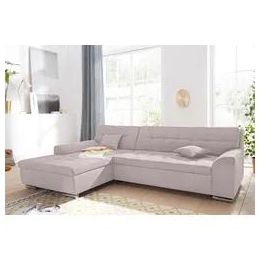 Ecksofa DOMO collection "Aversa L-Form" Sofas Gr. B/H/T: 267cm x 83cm x 178cm, Luxus-Microfaser, Recamiere links, mit Bettfunktion, grau (taupe) wahlweise mit Bettfunktion