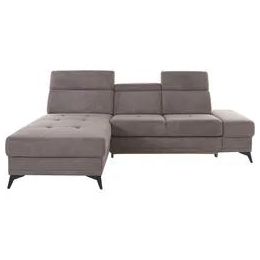 Ecksofa Inosign "Cardiz L-Form" Sofas Gr. B/H/T: 246cm x 83cm x 173cm, Luxus-Microfaser Paris, Recamiere links, mit Bettfunktion-mit Bettkasten, grau (taupe) inkl.Kopfteilverstellung und Federkern wahlweise mit Bettfunktion