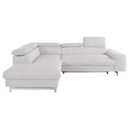 Ecksofa COTTA "Chef L-Form" Sofas Gr. B/H/T: 262cm x 72cm x 206cm, Struktur, Ottomane links, mit Kopfteilverstellung-mit Bettfunktion und Bettkasten, grau (argent) mit Kopfteilverstellung, wahlweise Bettfunktion