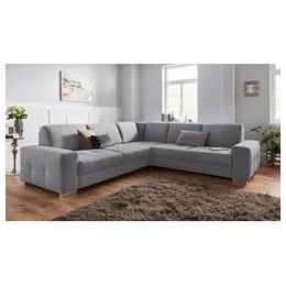 Sit & More Ecksofa SIT & MORE "Santorini L-Form" Sofas Gr. B/H/T: 276cm x 82cm x 271cm, Struktur, langer Schenkel links, mit Bettfunktion-mit Sitztiefenverstellung, grau mit Federkern und Sitztiefenverstellung, wahlweise Bettfunktion