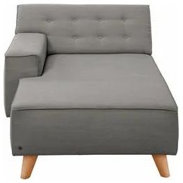 Recamiere Tom Tailor HOME "NORDIC CHIC" Sofas Gr. B/H/T: 104cm x 77cm x 151cm, Samtstoff STC, Armlehne links, grau (basalt stc 9) im Retrolook, Füße Buche natur, Recyclingstoff