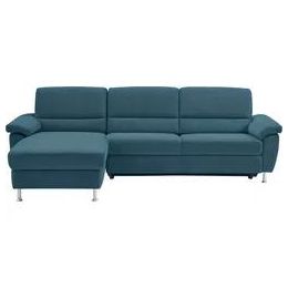 Ecksofa CALIZZA INTERIORS "Onyx L-Form" Sofas Gr. B/H/T: 270 cm x 90 cm x 158 cm, Samtoptik, Recamiere links, mit Bettfunktion mit Bettkasten, blau (1078 nachtblau) Recamiere links oder rechts, wahlweise mit Bettfunktion, Breite 270 cm