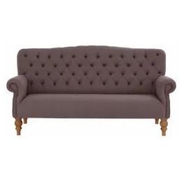 Chesterfield-Sofa Home Affaire "Lord", braun, B:188cm H:93cm T:84cm, Struktur fein (100% Polyester), Luxus-Microfaser Lederoptik (100% Polyester), Sofas, mit echter Chesterfield-Knopfheftung und Ziernägeln