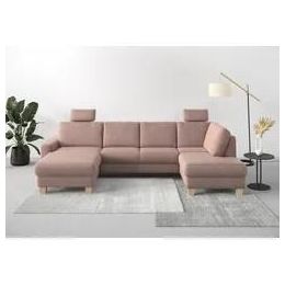 Wohnlandschaft Home Affaire "Summer U-Form" Sofas Gr. B/H/T: 314 cm x 91 cm x 170 cm, Feincord, Recamiere links, ohne Bettfunktion-ohne Bettkasten-ohne Federkern, rosa (altrosa) mit oder ohne Bettfunktion und Bettkasten, Cord-Bezug