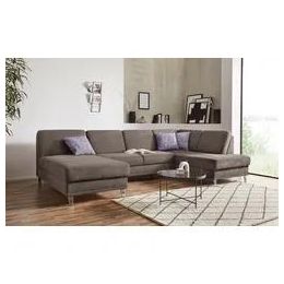 Sit & More Wohnlandschaft SIT&MORE "Clio U-Form" Sofas Gr. B/H/T: 319 cm x 89 cm x 190 cm, Luxus-Microfaser Paris, Ottomane rechts, ohne Bettfunktion-ohne Bettkasten, grau (taupe) wahlweise mit Bettfunktion und Bettkasten, inklusive Federkern