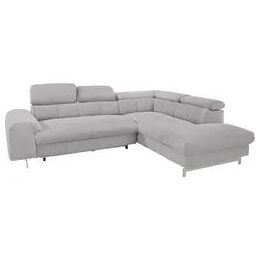 Ecksofa COTTA "Chef L-Form" Sofas Gr. B/H/T: 262cm x 72cm x 206cm, Chenille, Ottomane rechts, mit Kopfteilverstellung-mit Bettfunktion und Bettkasten, grau mit Kopfteilverstellung, wahlweise Bettfunktion