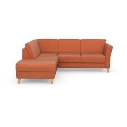 Sit & More Ecksofa SIT & MORE "Visby L-Form" Sofas Gr. B/H/T: 248cm x 87cm x 213cm, Soft clean, Ottomane links, ohne Bettfunktion-ohne Bettkasten, orange (terra) Wahlweise mit Bettfunktion und Stauraum, frei im Raum stellbar