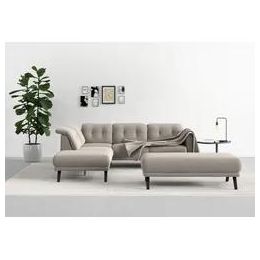 Sit & More Ecksofa SIT & MORE "Scandia L-Form" Sofas Gr. B/H/T: 271cm x 82cm x 214cm, Chenille, Ottomane links, Ohne Kopfteilverstellung-Ohne Armteilfunktion-Mit schwarzen matten Metallfüßen, braun (latte) Wahlweise mit Kopfteilverstellung und Armteilfunktion