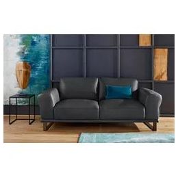 2-Sitzer W.Schillig "montanaa" Sofas Gr. B/H/T: 192cm x 78cm x 94cm, Longlife Xtra-Leder Z59, schwarz (schwarz z59) mit Metallkufen in Bronze pulverbeschichtet, Breite 192 cm