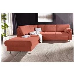 Sit & More Ecksofa SIT & MORE "Belfort L-Form" Sofas Gr. B/H/T: 243cm x 88cm x 218cm, Luxus-Microfaser, Ottomane links, ohne Funktion, orange (terrakotta) wahlweise mit Vorziehsitz und Bettkasten