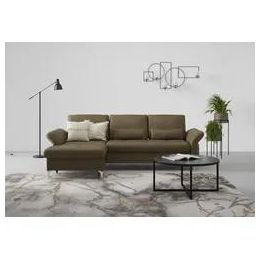 Ecksofa Inosign "Palm Beach L-Form" Sofas Gr. B/H/T: 269 cm x 89 cm x 175 cm, Luxus-Microfaser in Lederoptik, mega-Recamiere links, mit Sitztiefenverstellung-ohne Bettfunktion-ohne Bettkasten-ohne Armteilverstellung, grün (olive) Federkern, mit Sitztiefenverstellung, wahlweise Bettfunktion