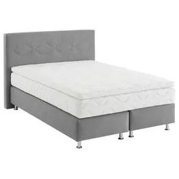 Boxspringbett, grau, B:155cm L:210cm, Bezug: Microvelours 100% Polyester, Westfalia Schlafkomfort, Komplettbetten, Boxspringbett, wahlweise mit Topper
