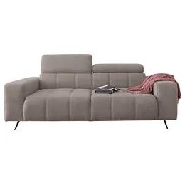 2-Sitzer DOMO collection "Trento" Sofas Gr. B/H/T: 208cm x 79cm x 104cm, Struktur fein, Mit Kopfteilverstellung, grau (stone)