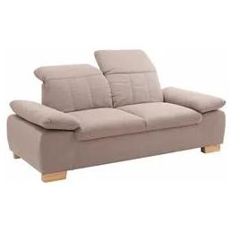 2-Sitzer Home Affaire "Bergamo" Sofas Gr. B/H/T: 195cm x 77cm x 90cm, Struktur fein, ohne Funktion, grau (taupe) mit Armlehn-und Rückenfunktion, Federkern