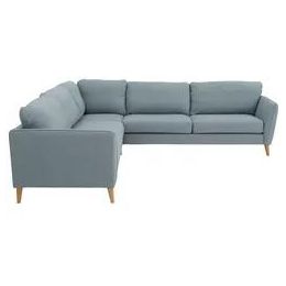 Ecksofa Home Affaire "MARSEILLE 278/278 cm, L-Form" Sofas Gr. B/H/T: 278 cm x 88 cm x 278 cm, Filzoptik, gleichschenklig, grün (salbei) gleichschenklig, aus Eiche-Massivholz Beinen, verschiedene Bezüge