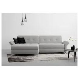 Ecksofa Inosign "Maredo L-Form" Sofas Gr. B/H/T: 284 cm x 89 cm x 179 cm, Luxus-Microfaser Euphoria, mega-Recamiere links, mit Kopfteilverstellung und mit Armteilfunktion, grau Federkern, wahlweise auch mit Kopfteil- und Armlehnverstellung