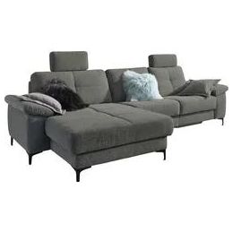 Candy Ecksofa 3C CARINA "Burnaby L-Form" Sofas Gr. B/H/T: 296cm x 87cm x 162cm, Struktur weich, Ottomane links, mit Schlaffunktion, grau (stone) 2 Kopfstützen, optional mit Schlaf- und motorischer Relaxfunktion